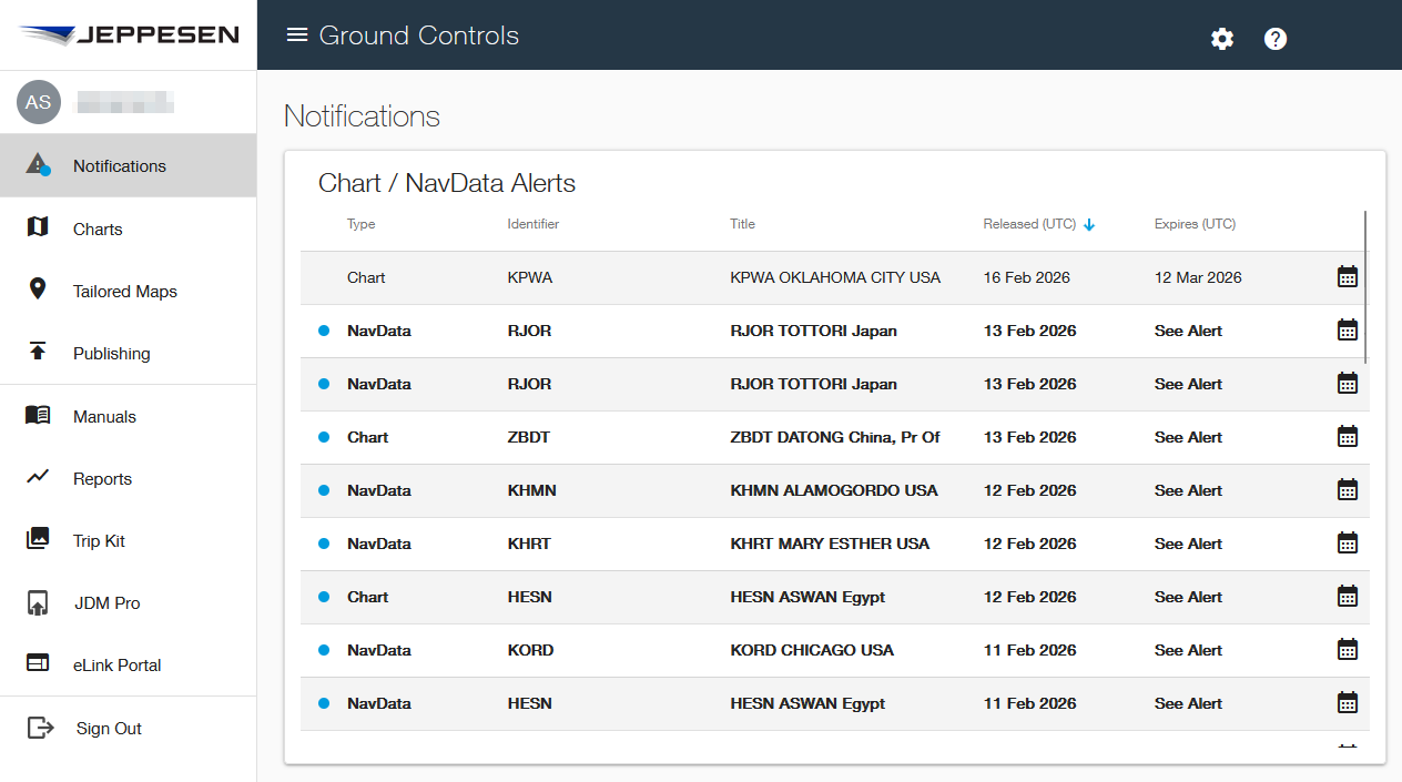 Setting up eLink and Ground Controls users to receive chart/alert ...